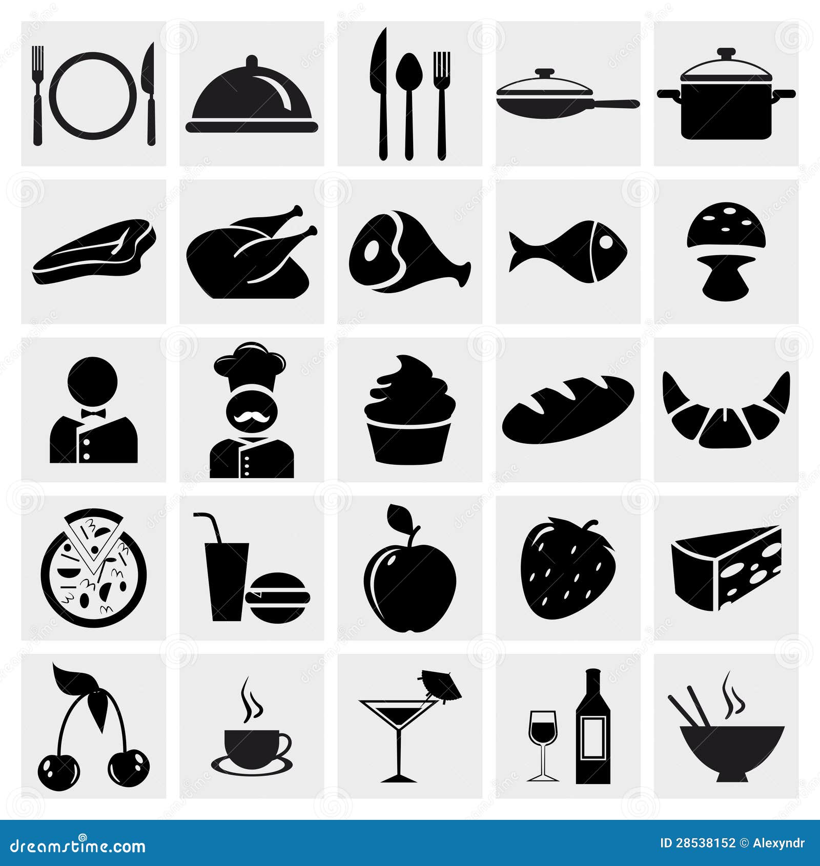 Food and Restaurant Icons Set Stock Vector - Illustration of drink ...