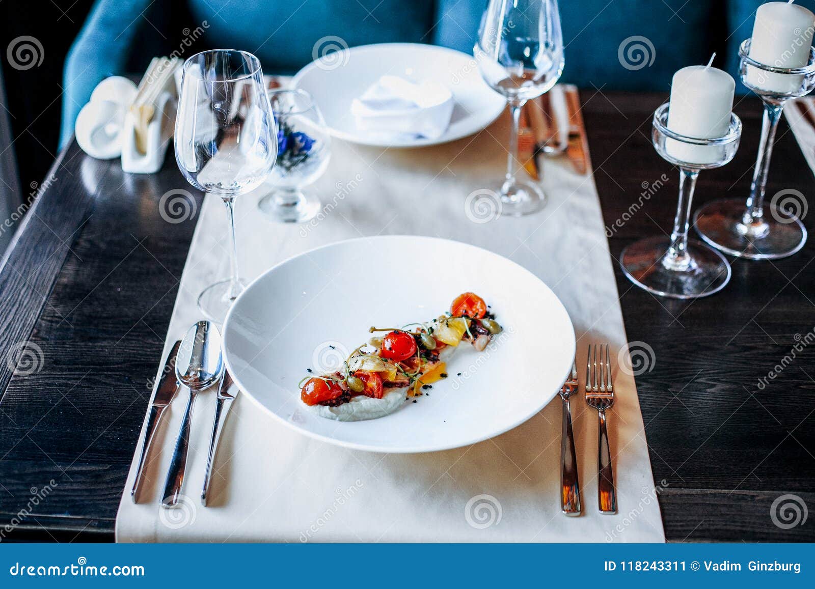 Food in Restaurant on the Table Stock Image - Image of delicacy ...