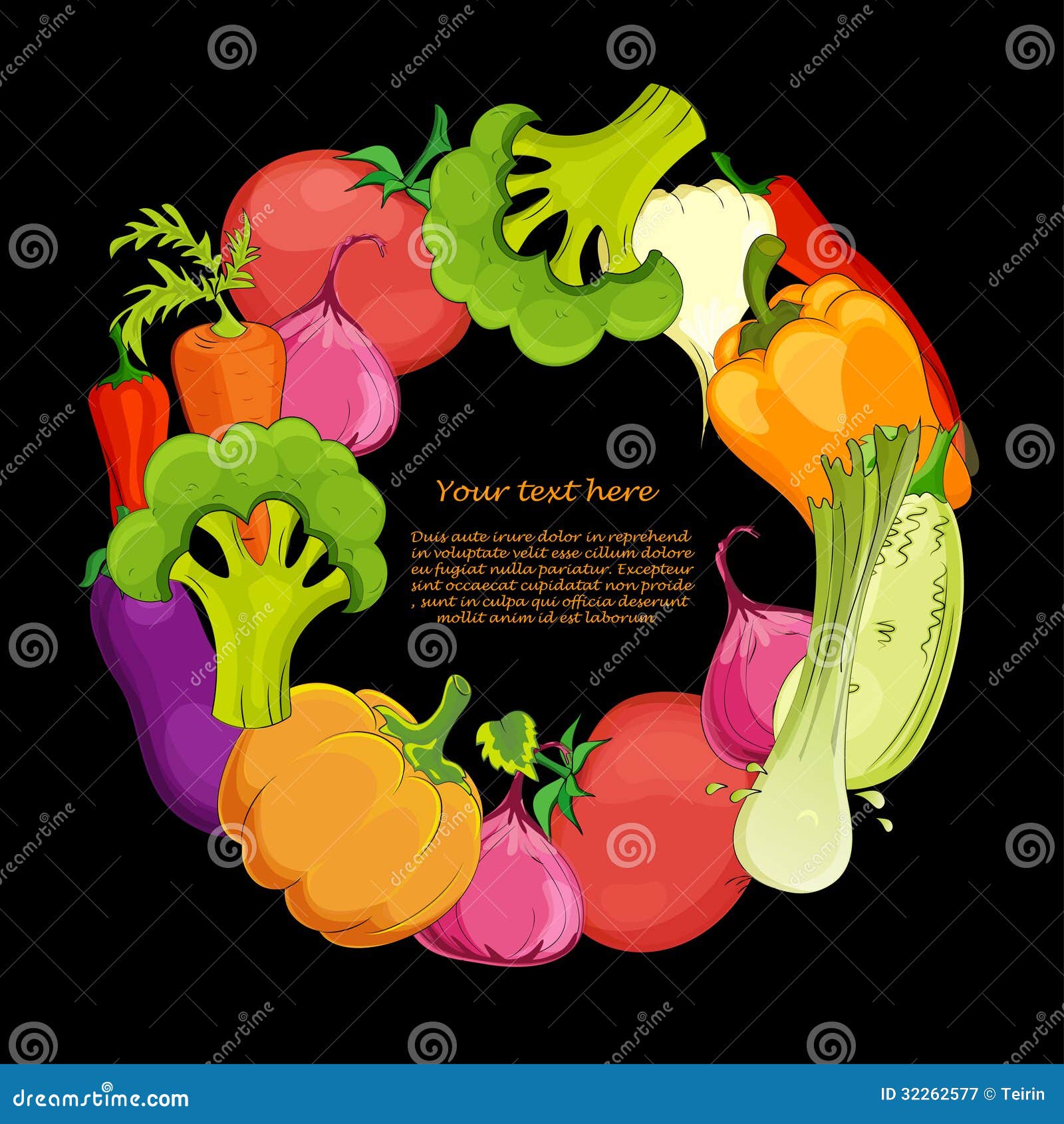 Food Round Background Vector Illustration Stock Vector - Illustration ...