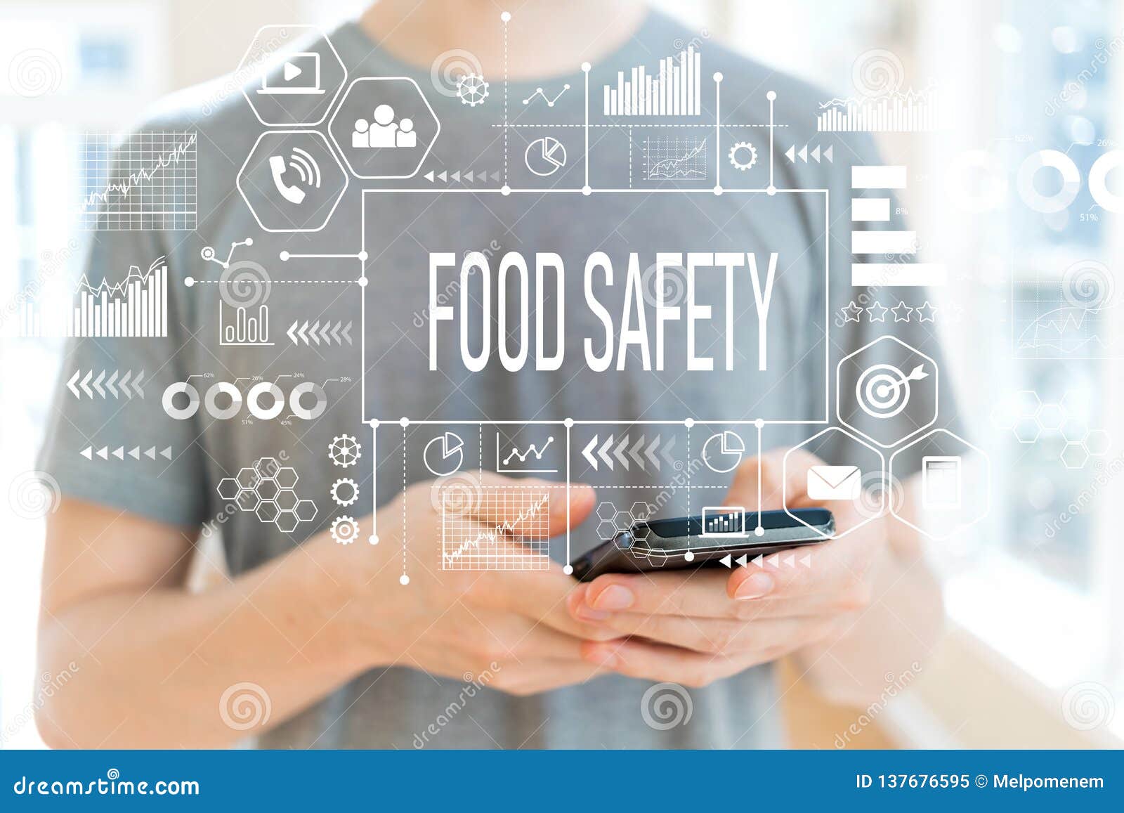 Food Safety with Man Using a Smartphone Stock Image - Image of concept ... Food Safety with Man Using a Smartphone Stock Image - Image of concept ...
