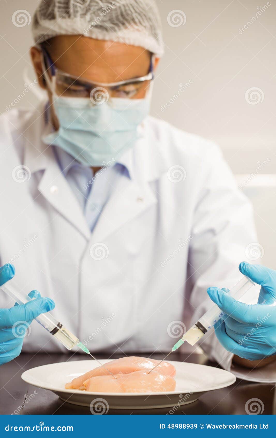 Food Scientist Injecting Raw Chicken Stock Image - Image of medical ...