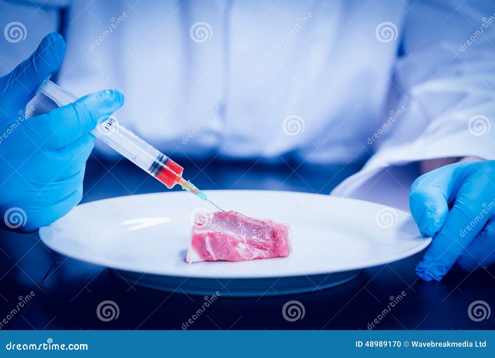 Food Scientist Injecting Raw Meat Stock Photo - Image of university ...