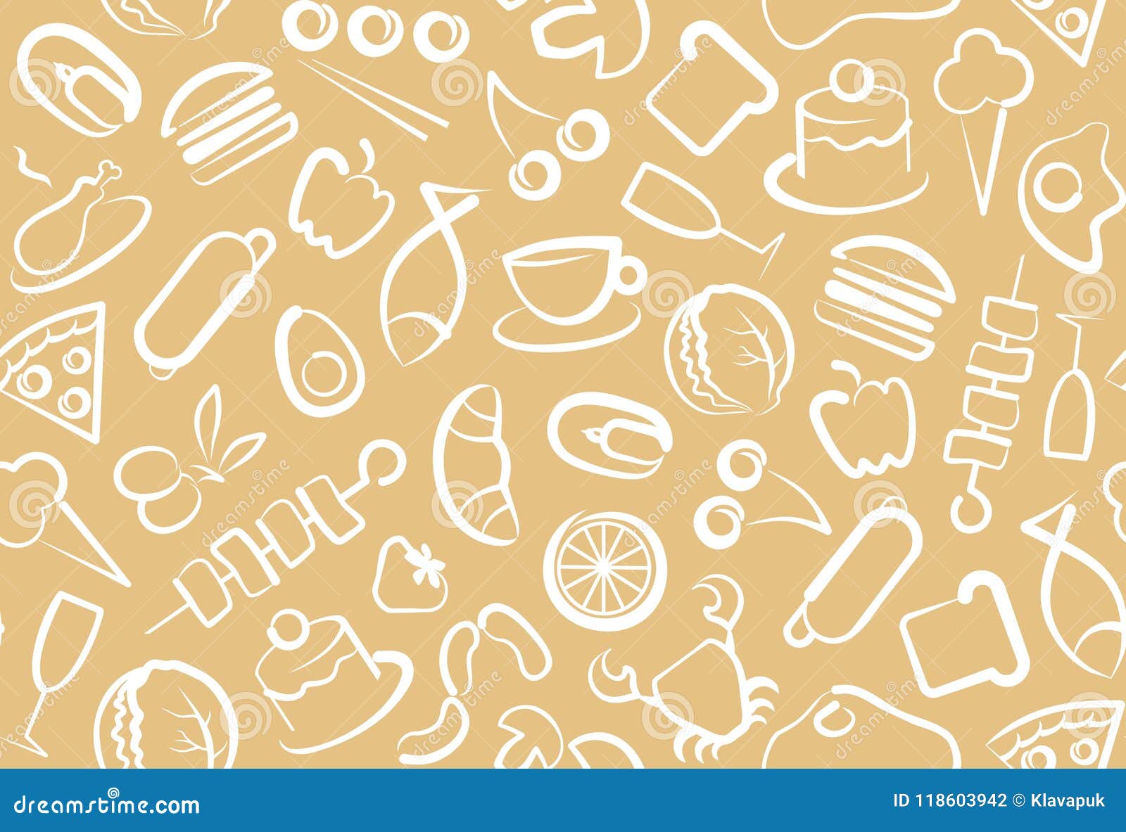 Food seamless background stock vector. Illustration of chicken - 118603942