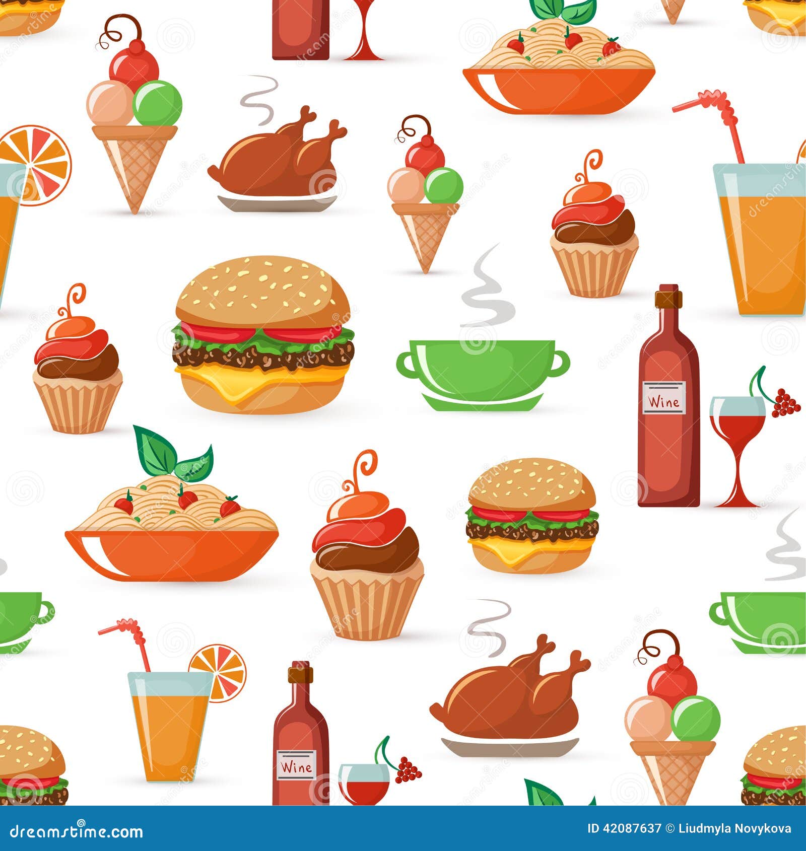 Food Seamless Icons Pattern Stock Vector - Illustration of fork ...