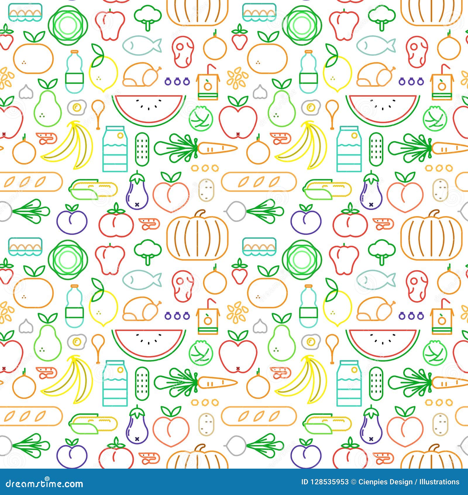 Food Seamless Pattern of Modern Outline Icons Stock Vector ... Food Seamless Pattern of Modern Outline Icons Stock Vector ...