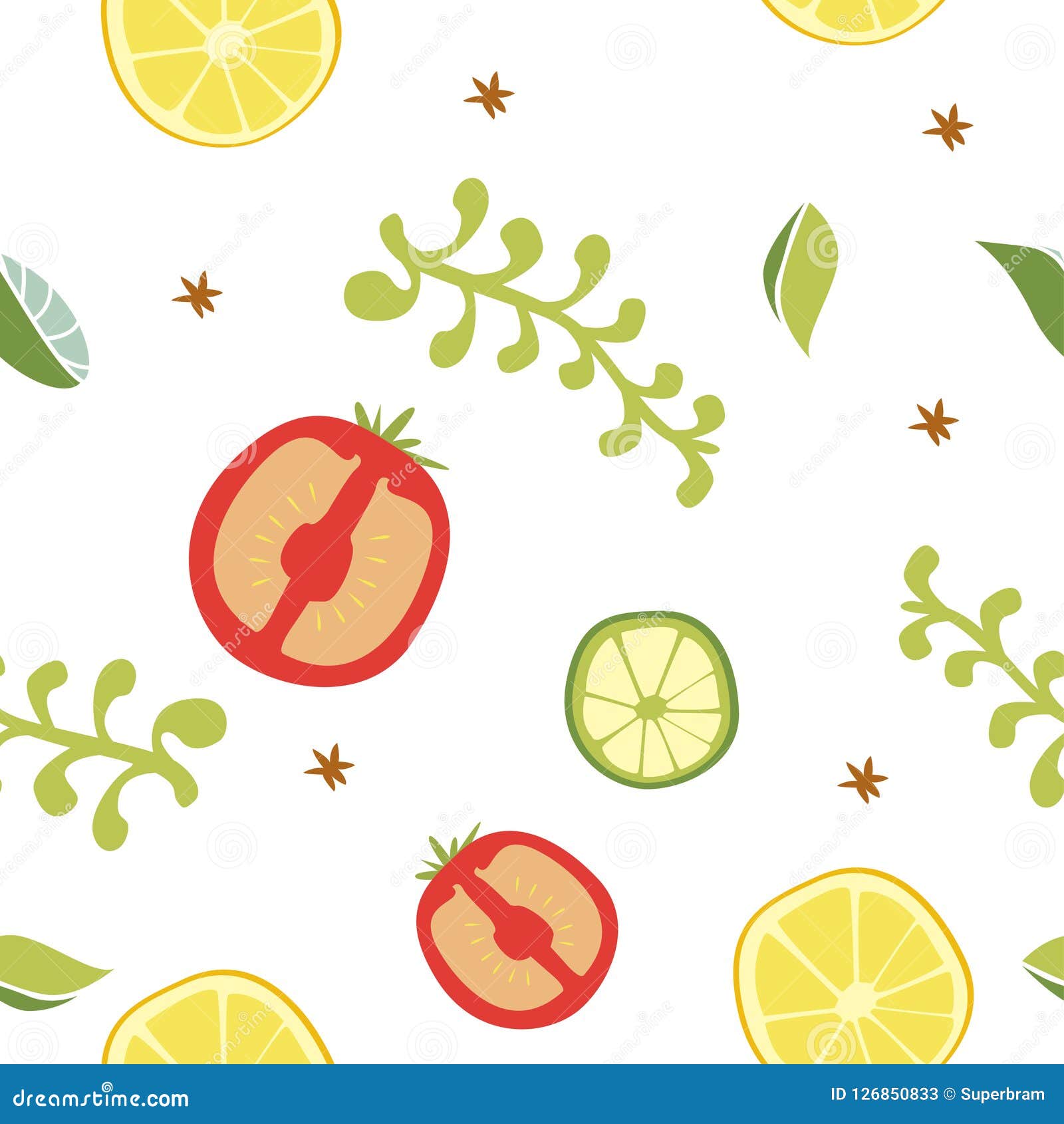 Food seamless pattern stock vector. Illustration of plant - 126850833