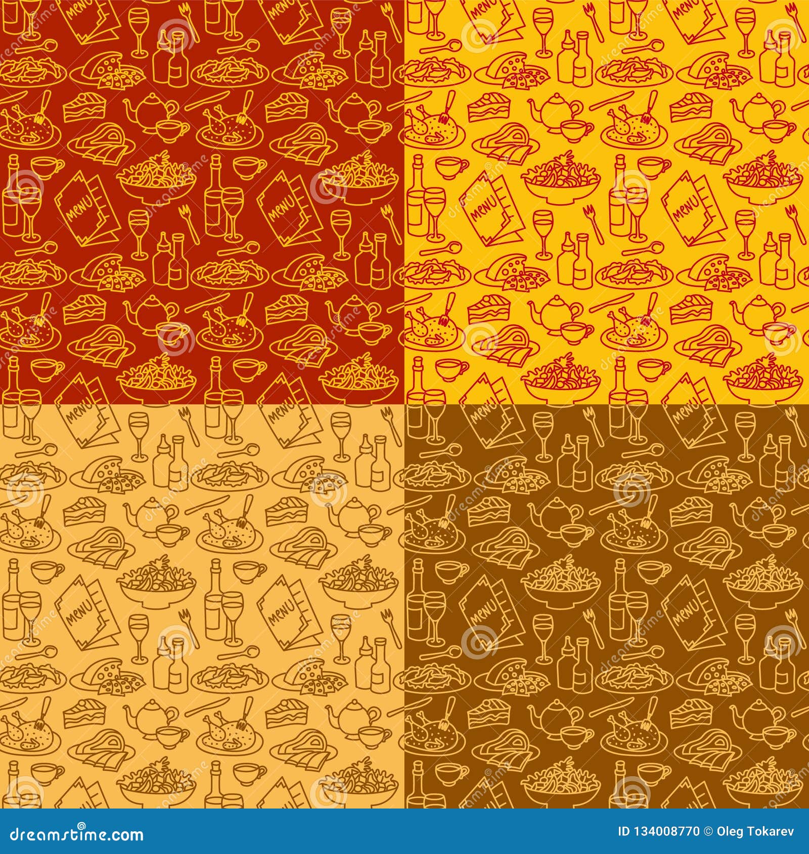 Food seamless patterns stock vector. Illustration of food - 134008770
