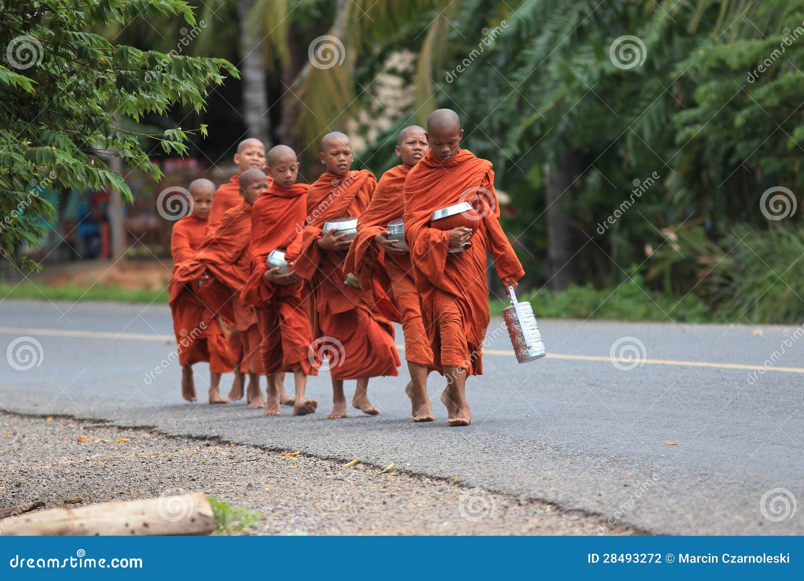 Food Searching Buddhist Monks, Cambodia Editorial Photography - Image ...