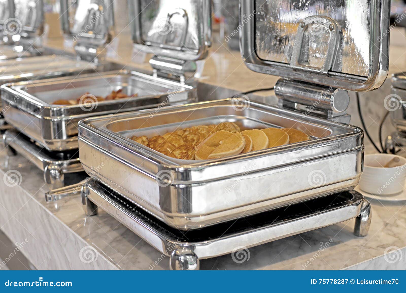 Food Service Steam Pans on Buffet Table Stock Image - Image of buffet ...
