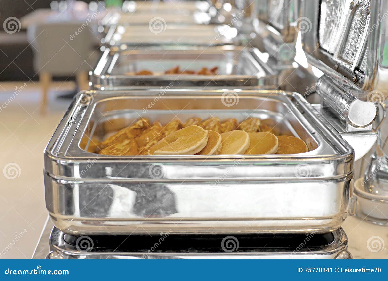 Food Service Steam Pans on Buffet Table Stock Image - Image of ...