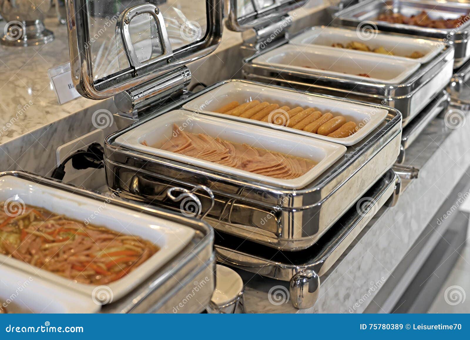 Food Service Steam Pans on Buffet Table Stock Image - Image of luxury ...
