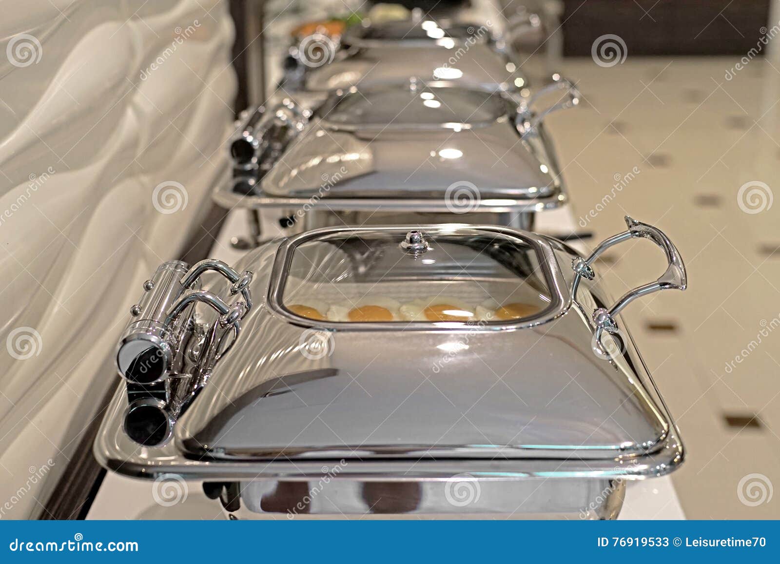 Food Service Steam Pans on Buffet Table Stock Image - Image of dinner ...