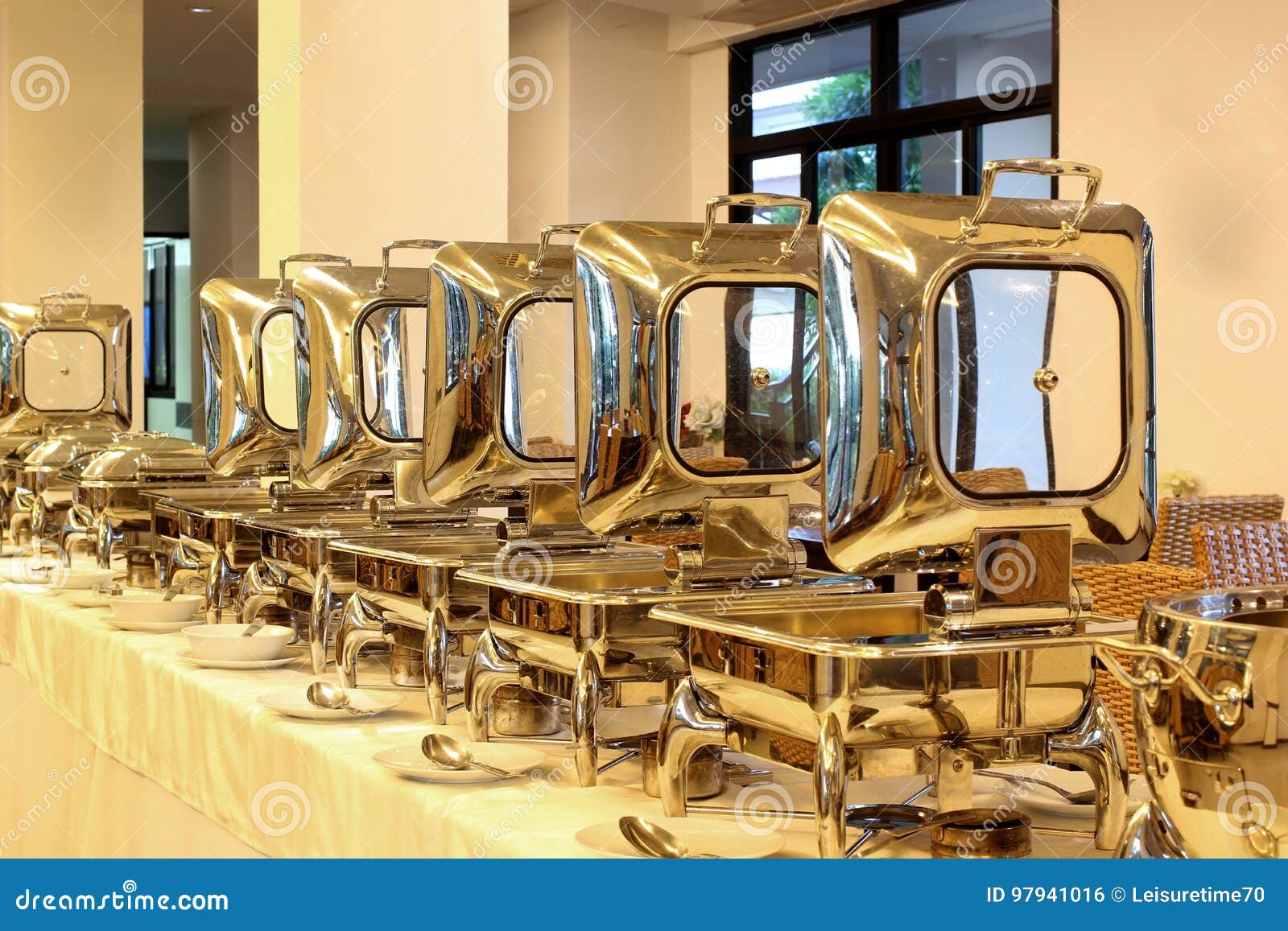 Food Service Steam Pans on Buffet Table Stock Photo - Image of catering ...