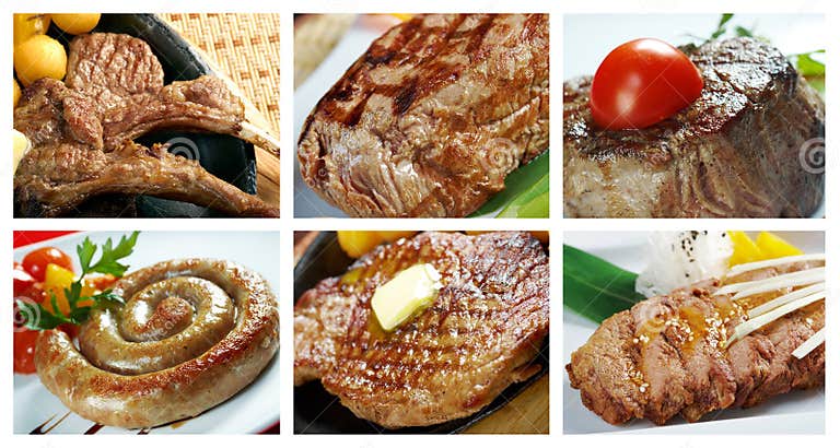 Food Set of Different Steak Stock Image - Image of roast, health: 28185333