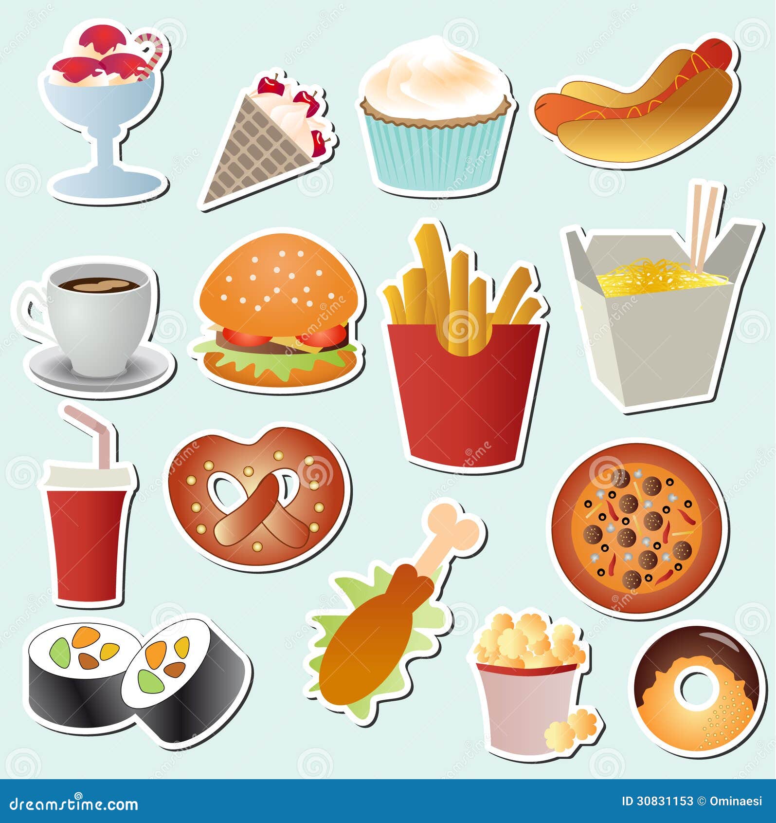 Food set vector stock vector. Illustration of fast, drink - 30831153