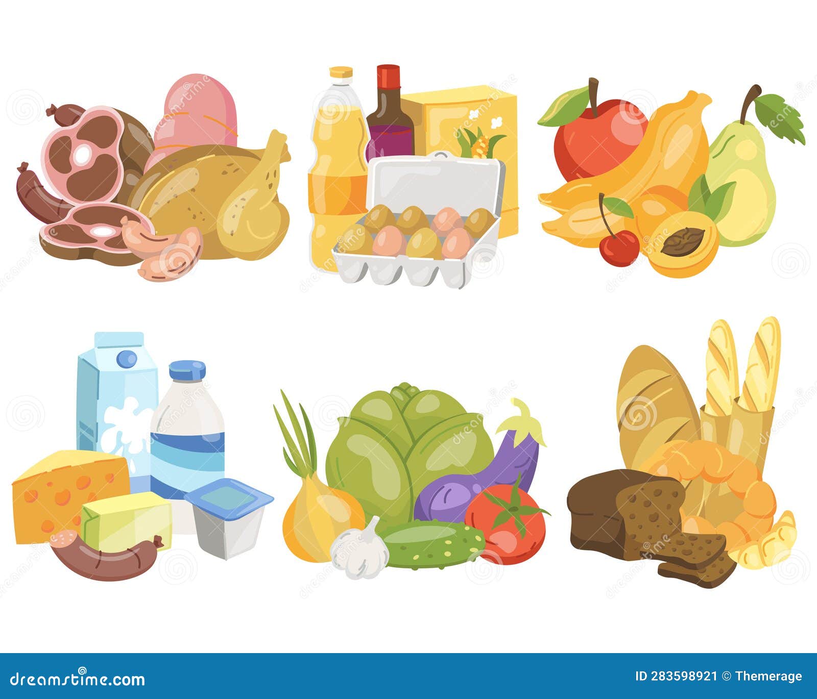 Food Set Vector Illustration Stock Vector - Illustration of snack ...
