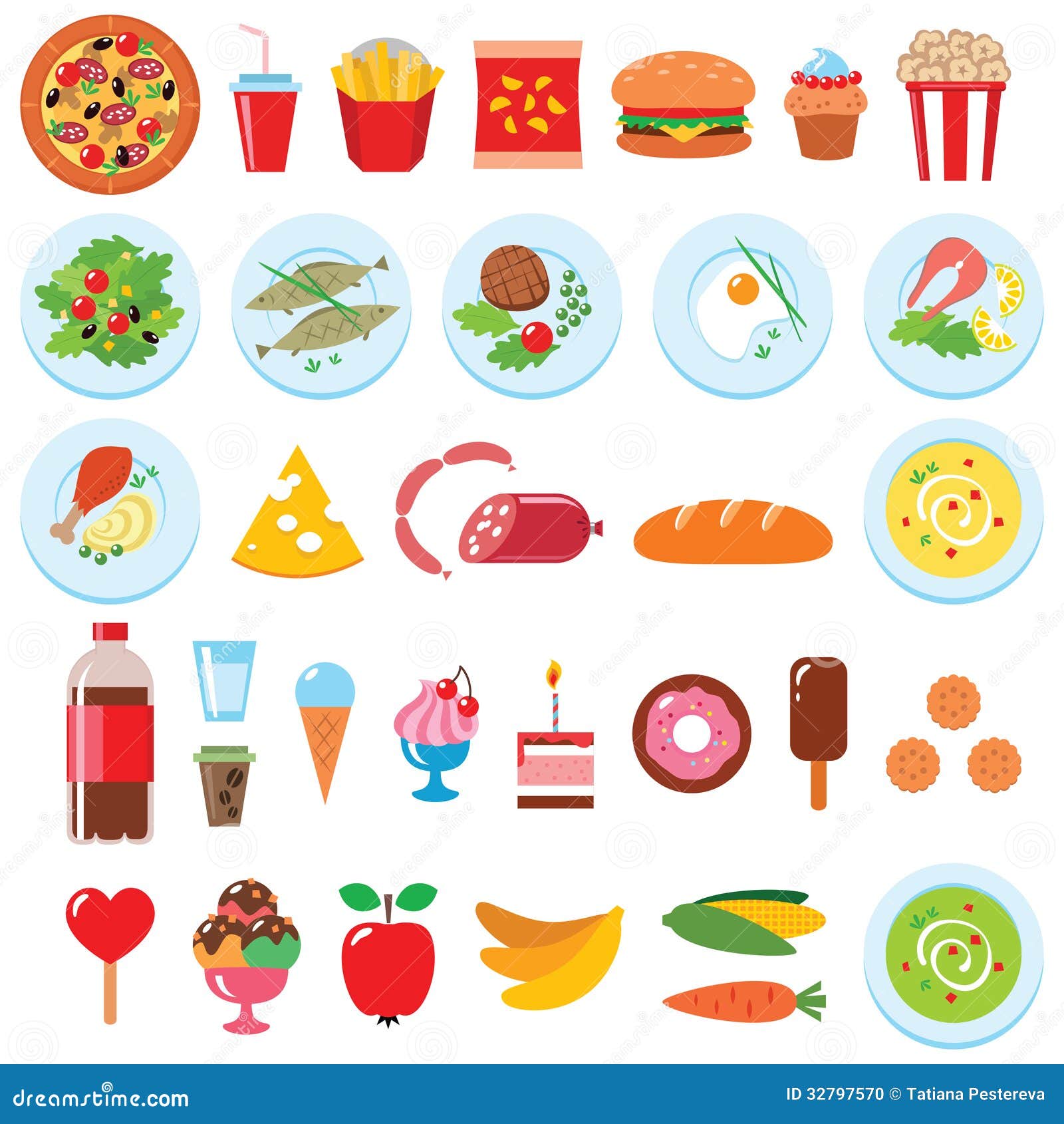 Food set stock vector. Illustration of cookies, delicious - 32797570