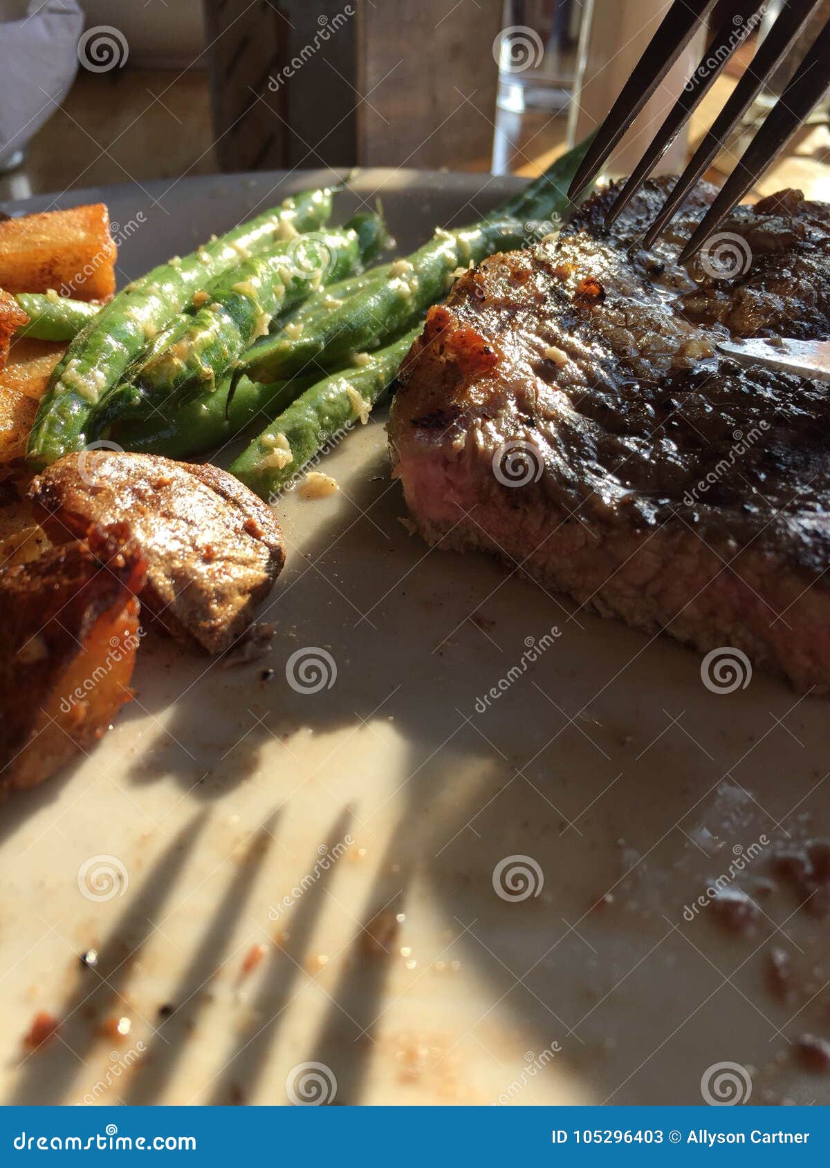 Steak stock image. Image of shadows, fork, stab, food - 105296403