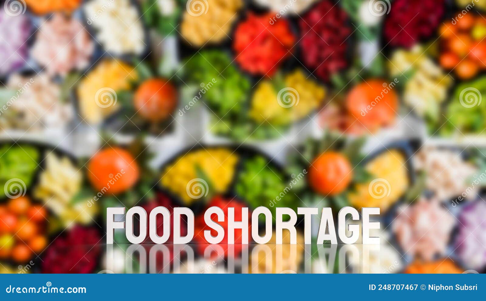 The Food Shortage White Text on Food Background 3d Rendering Stock ...