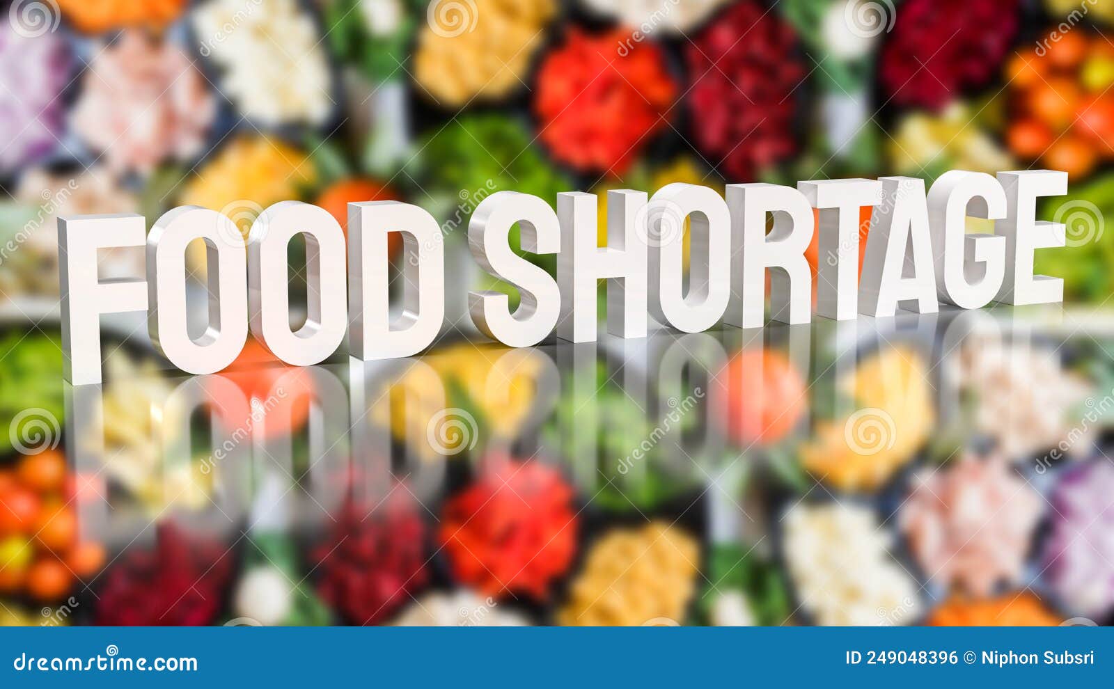 The Food Shortage White Text on Food Background 3d Rendering Stock ...
