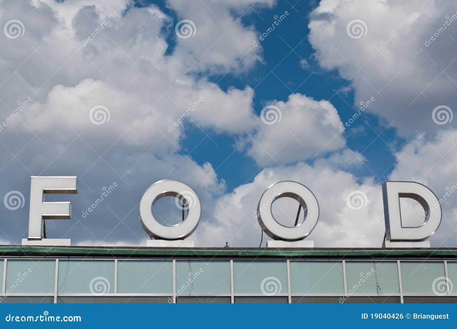 Food Sign on the Roof of a Building Stock Photo - Image of food ...