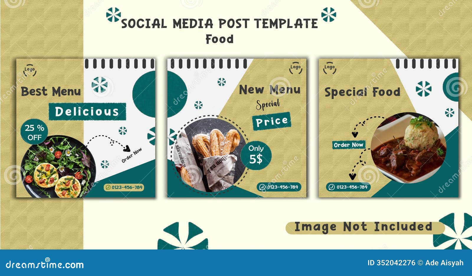 Food Social Media Posts Template Stock Illustration - Illustration of ...