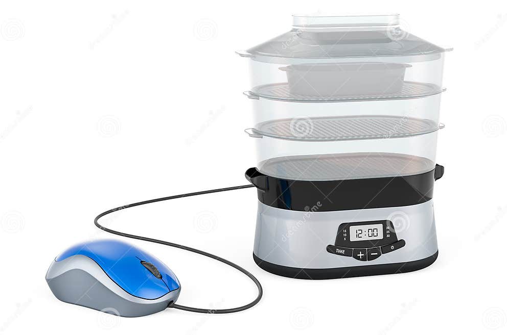 Food Steamer with Computer Mouse. 3D Rendering Stock Illustration ...