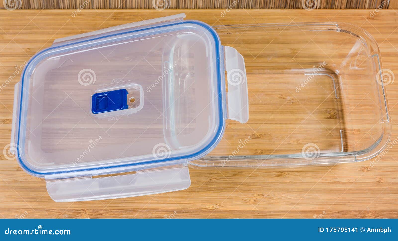 Food Storage Container with Partly Opened Translucent Plastic Lid Stock ...