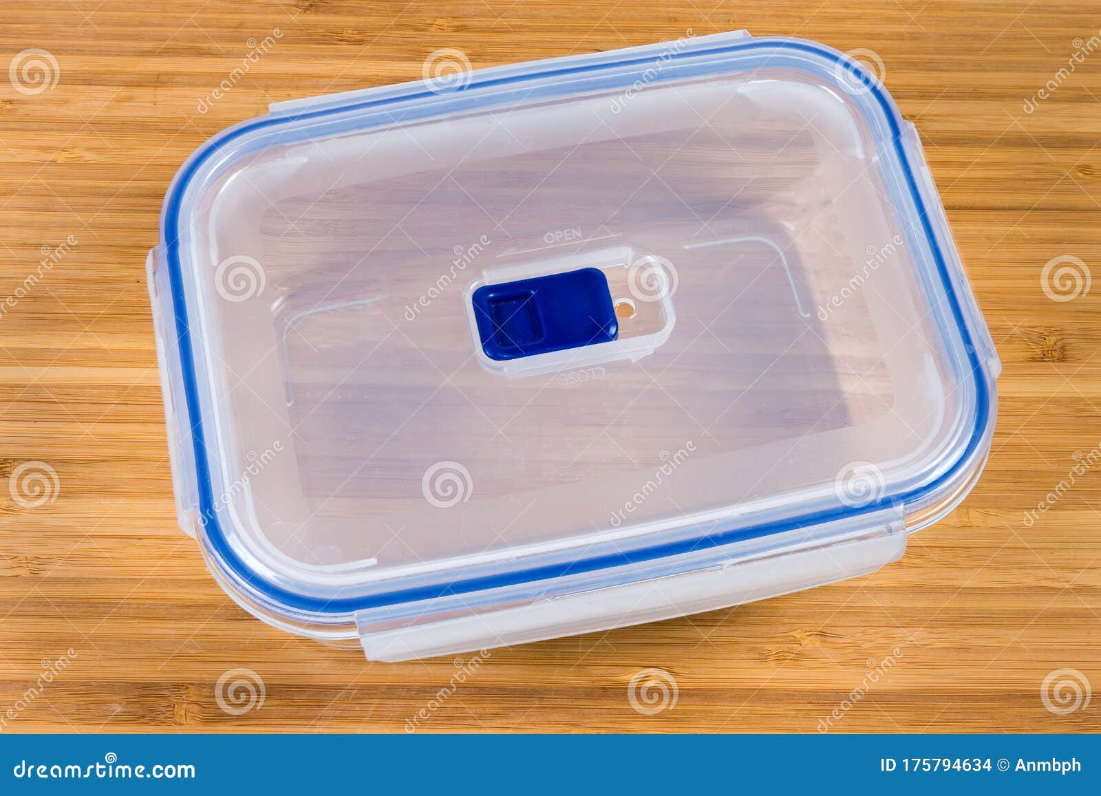 Food Storage Container with Translucent Plastic Lid, Top View Stock ...