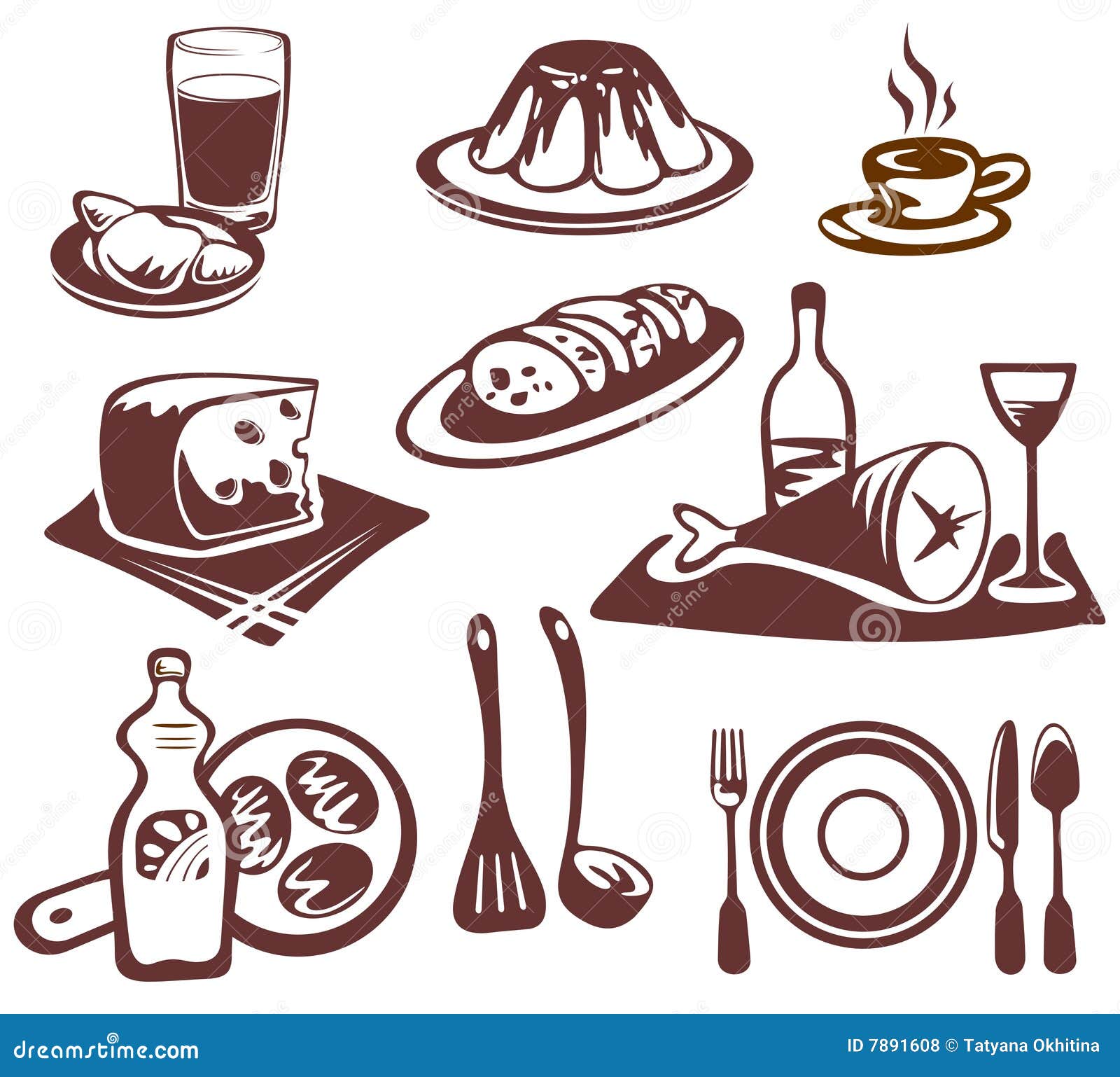 Food symbols set stock vector. Illustration of cupcake - 7891608