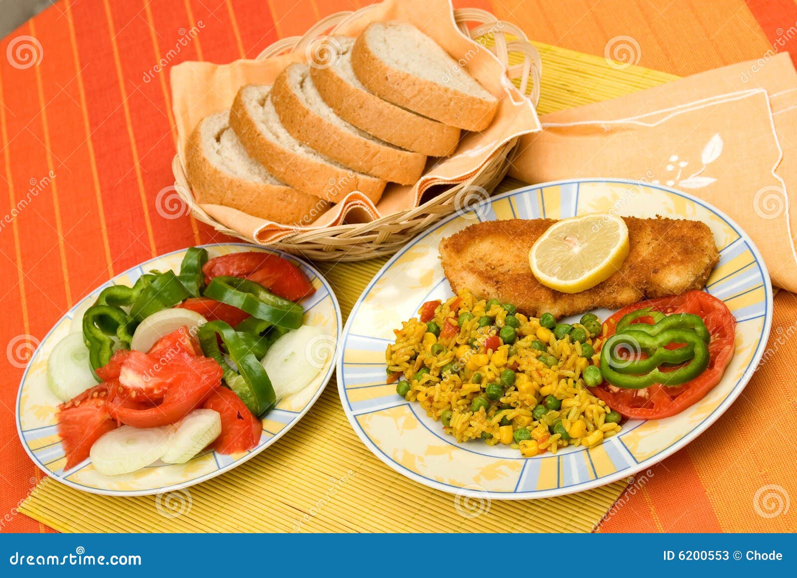 Food on table stock image. Image of bread, rice, vegetables - 6200553