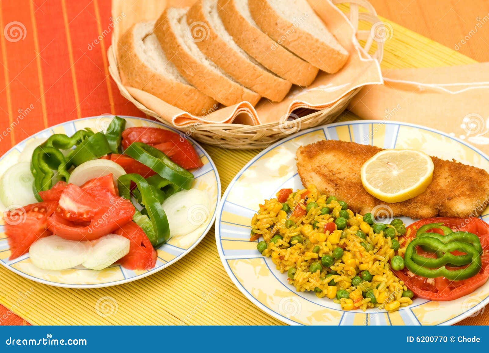 Food on table stock photo. Image of loaf, restaurant, tomato - 6200770
