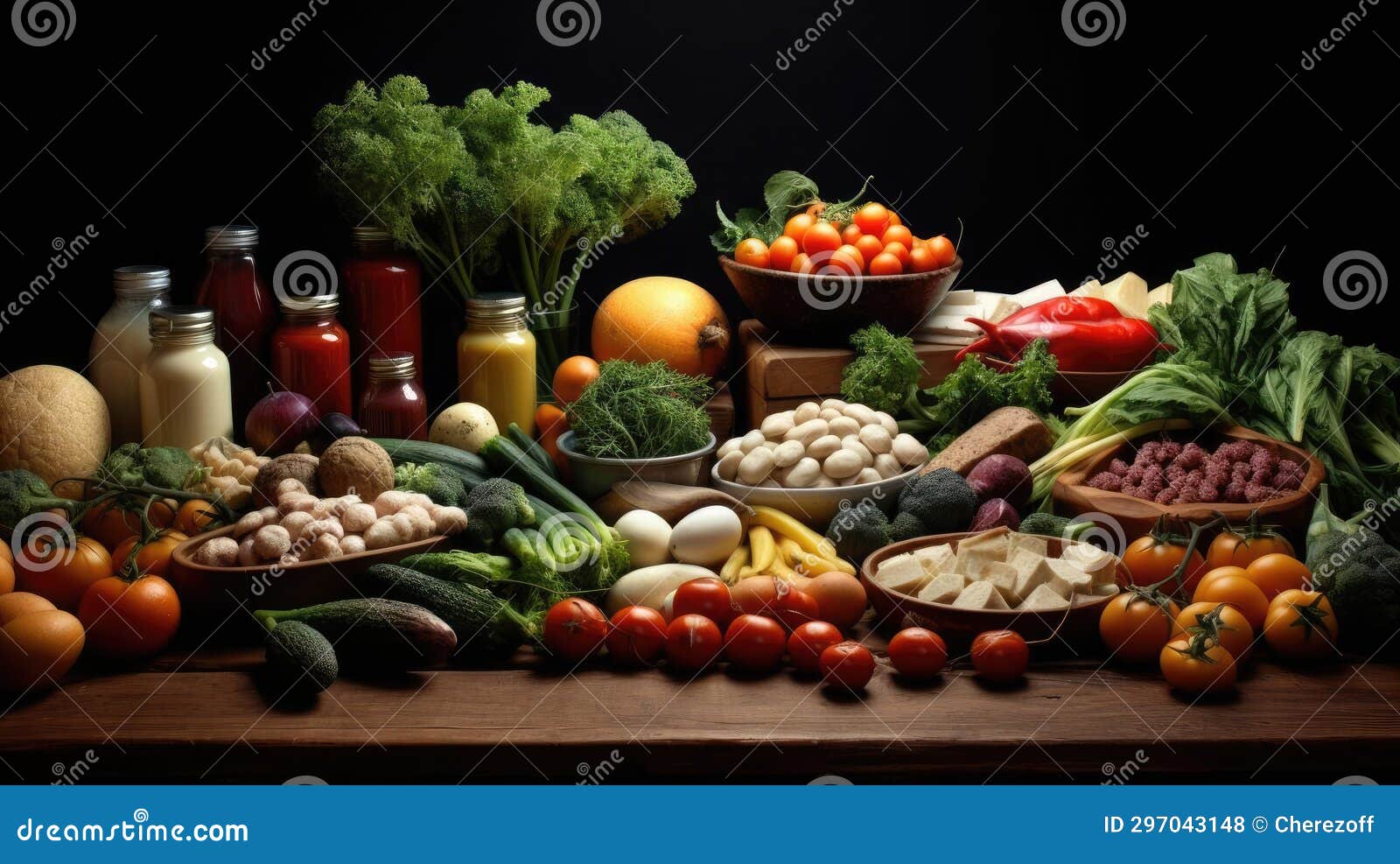 Food on the Table. Complete Ration Stock Photo - Image of green ...