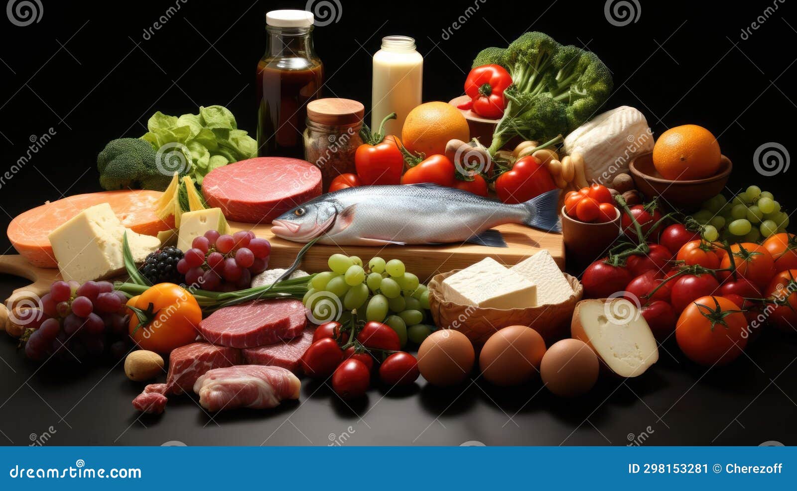 Food on the Table. Complete Ration Stock Illustration - Illustration of ...