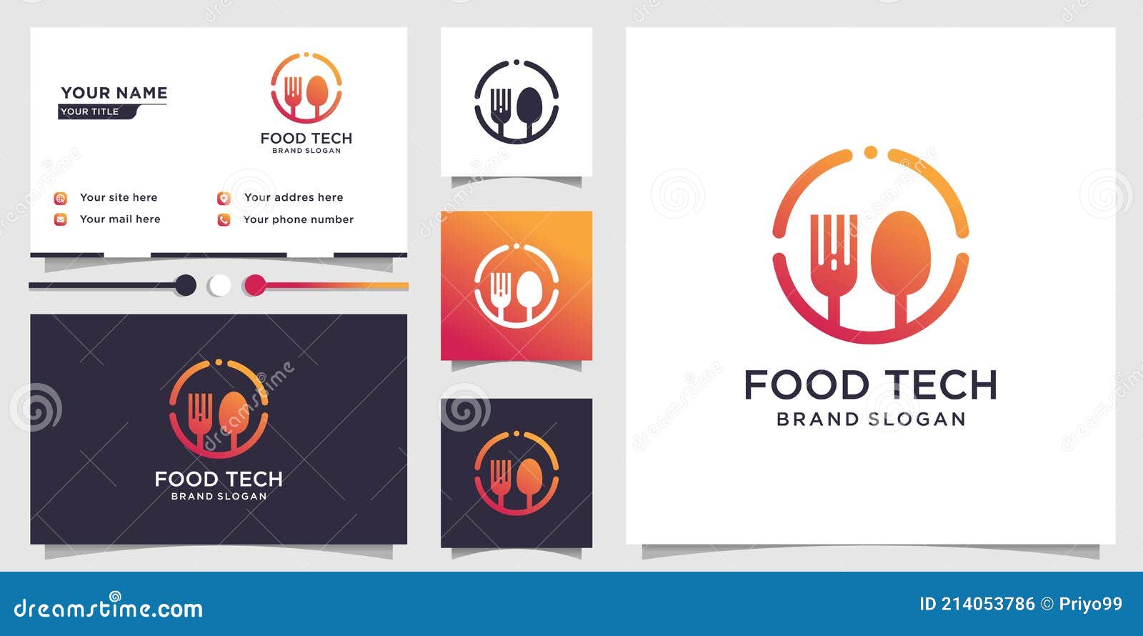 Food Tech Logo with Creative Concept and Business Card Design Premium ...