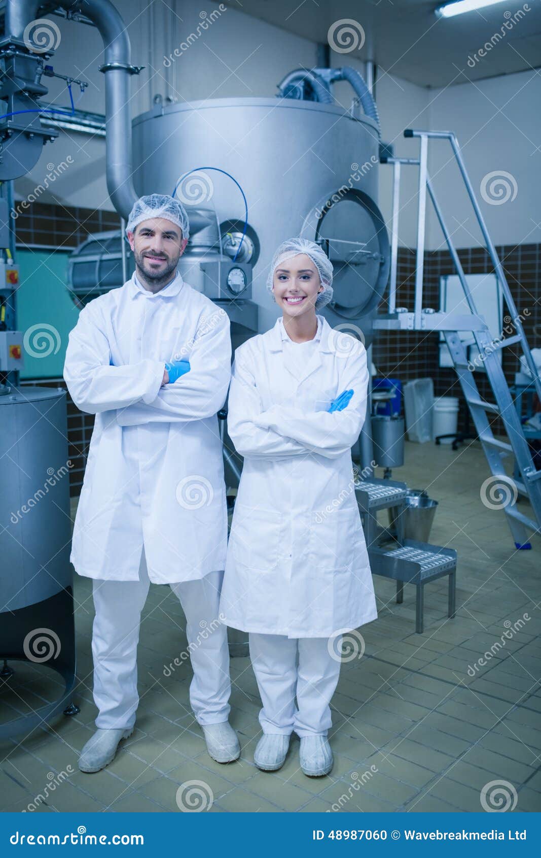 Food Technicians Smiling at Camera Stock Photo - Image of hair, biology ...