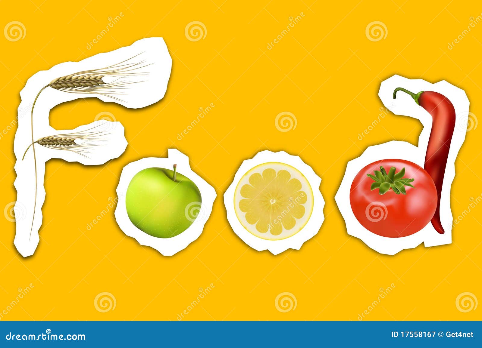 Food text with fruits stock vector. Illustration of delicious - 17558167