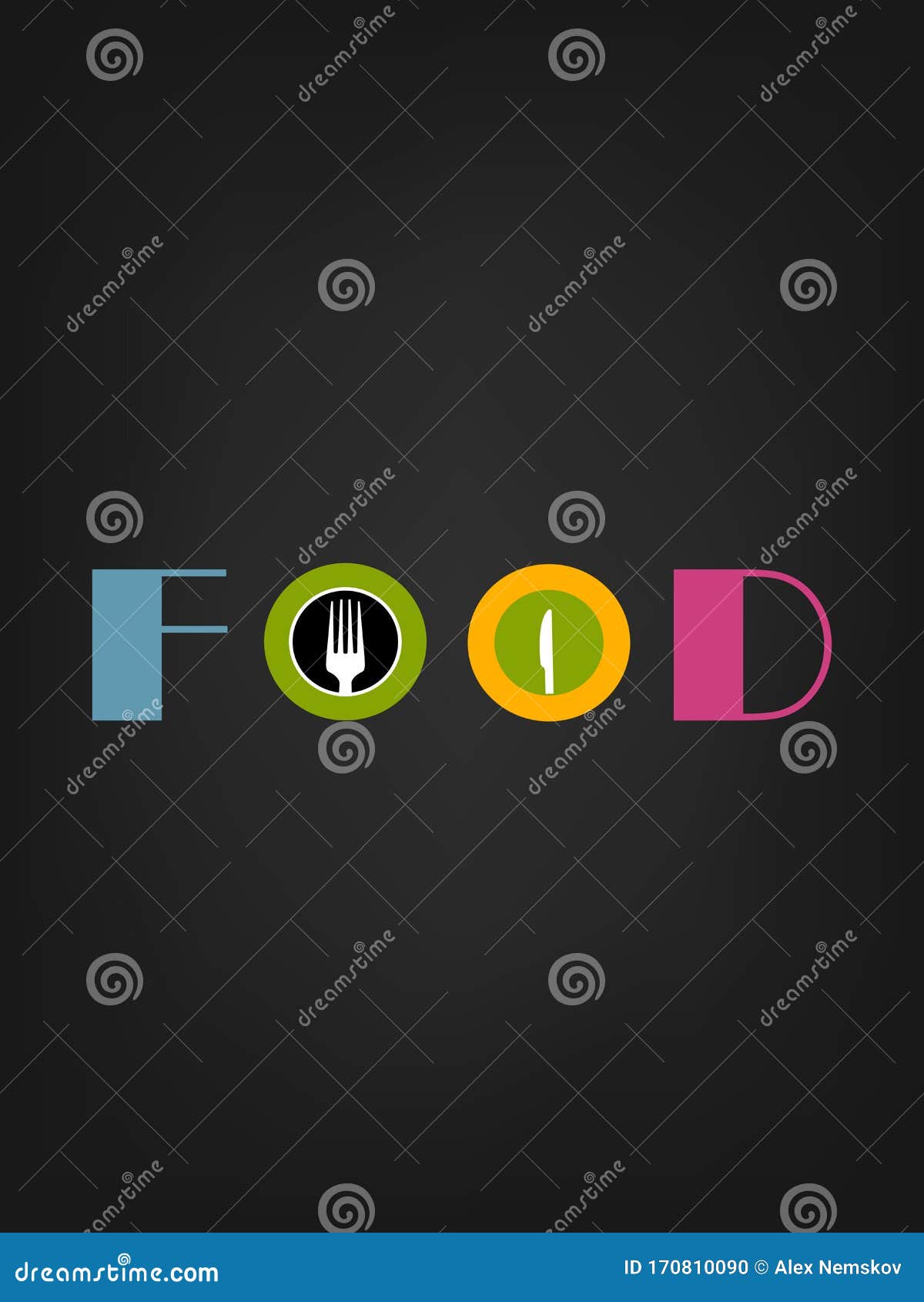 Food Text Logo on a Black Background Stock Vector - Illustration of ...