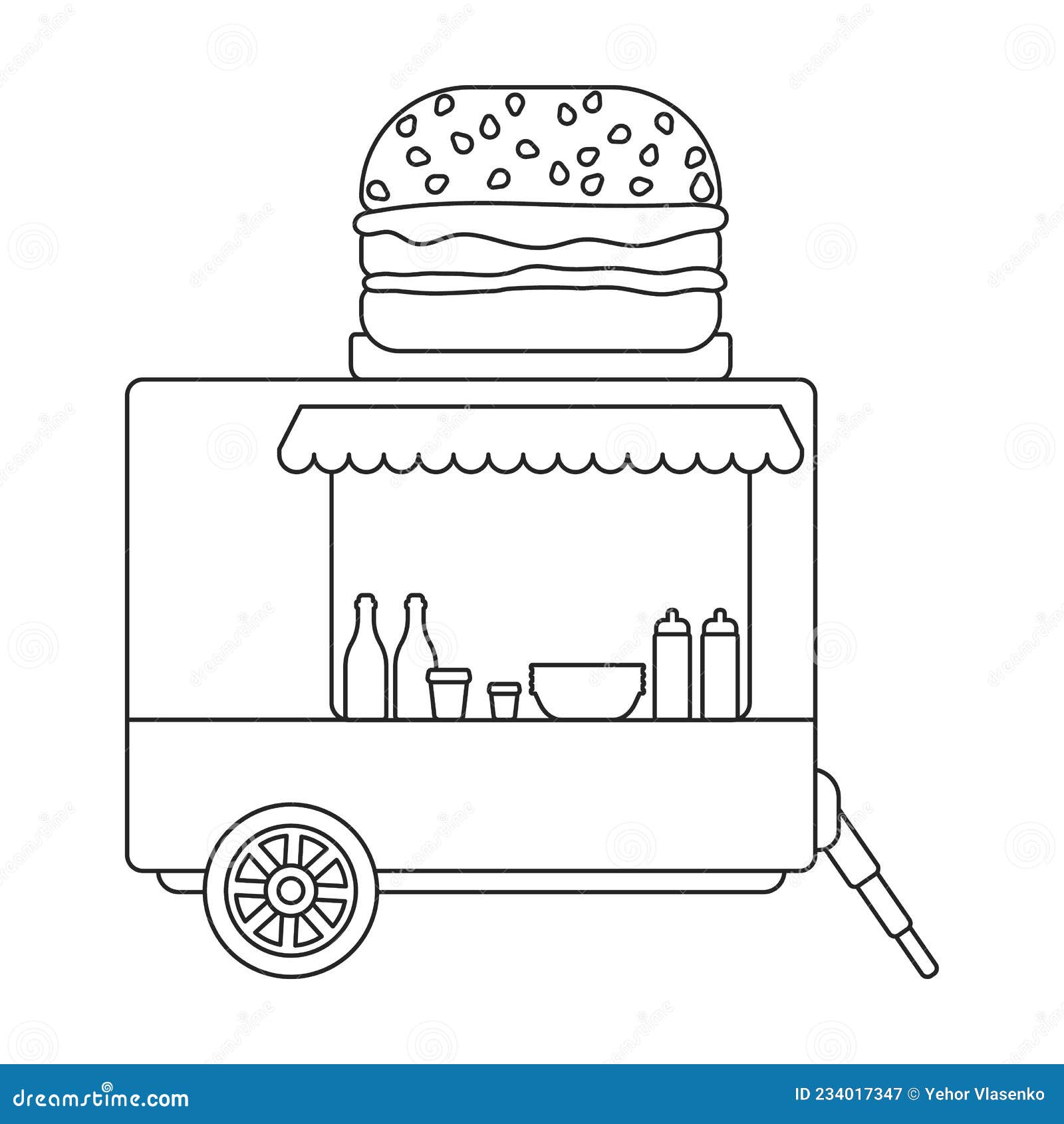 Food Trailer Vector Icon.Outline Vector Icon Isolated on White ...