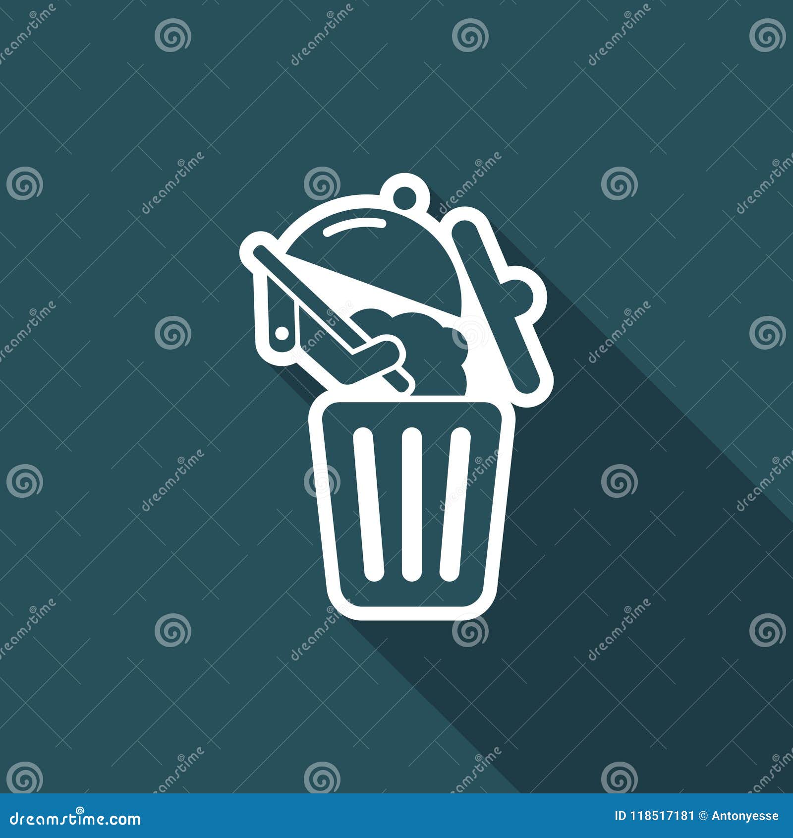 Food trash icon stock vector. Illustration of fish, foodstuffs - 118517181