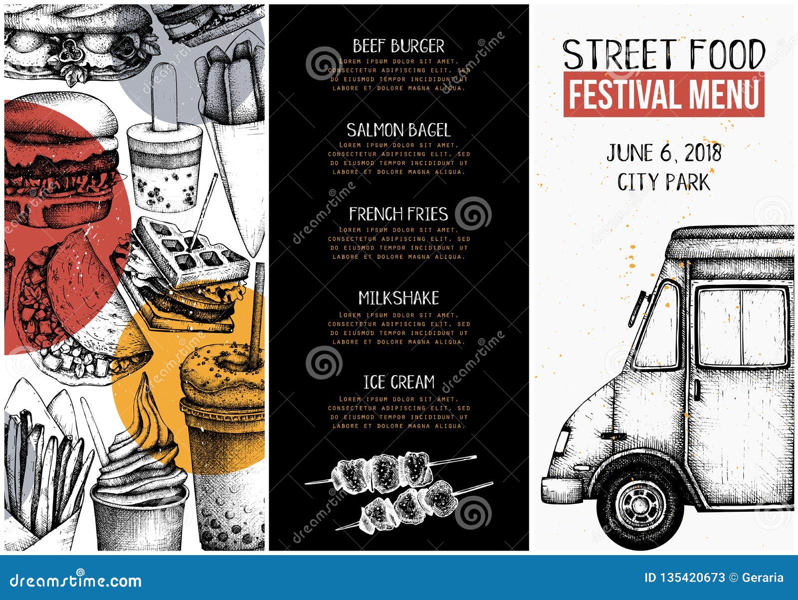 Fast Food Sketch Collection For Cafe Or Restaurant Design. Engraved ...