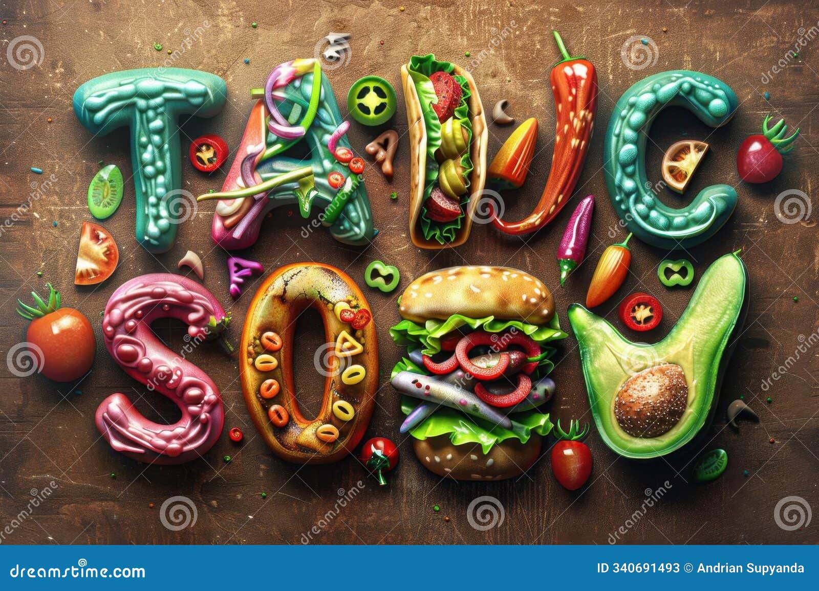 Food Typography, Tasty Letters Stock Illustration - Illustration of ...