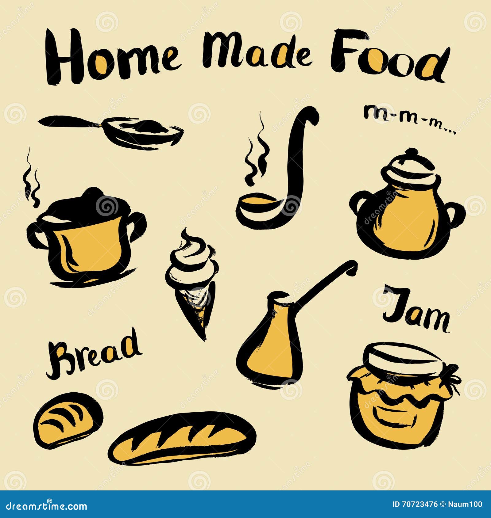 Food and Utensils, Hand Drawing Stock Vector - Illustration of opener ...