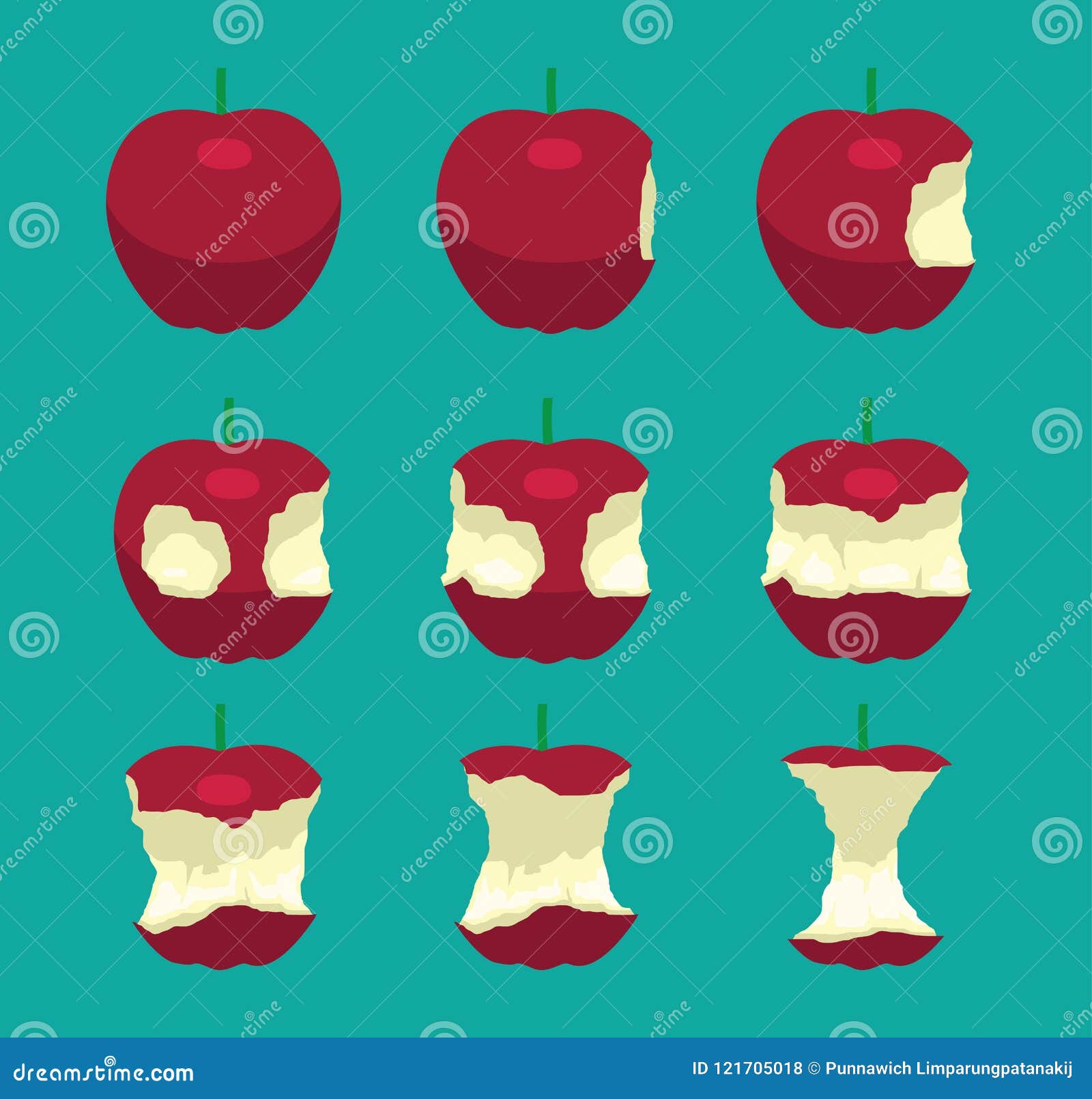 Apple Eating Sequence Vector Illustration Stock Vector - Illustration ...