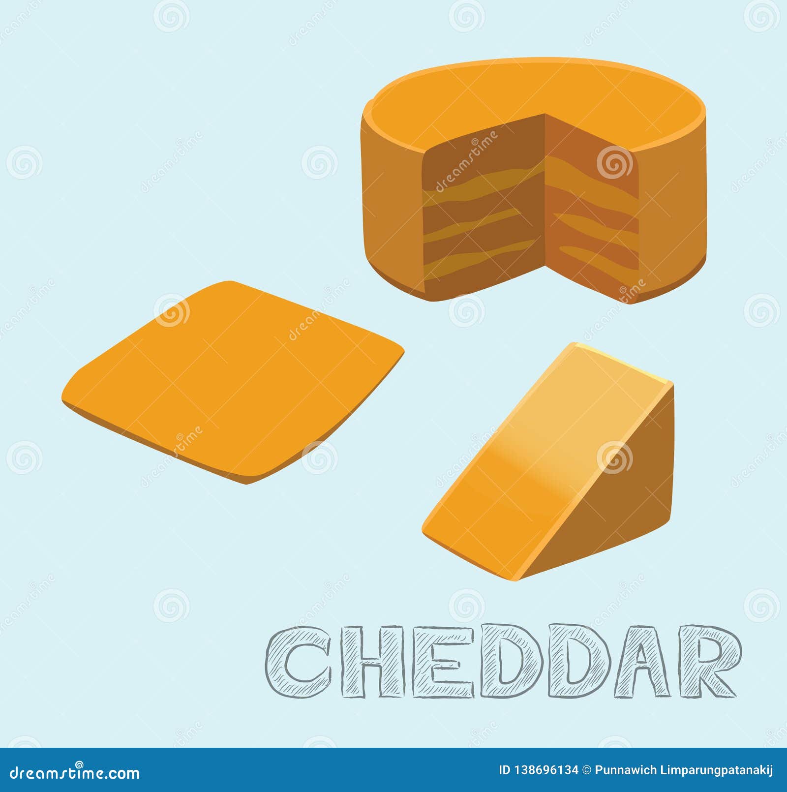 Food Cheese Type Cheddar Vector Illustration Stock Vector ...