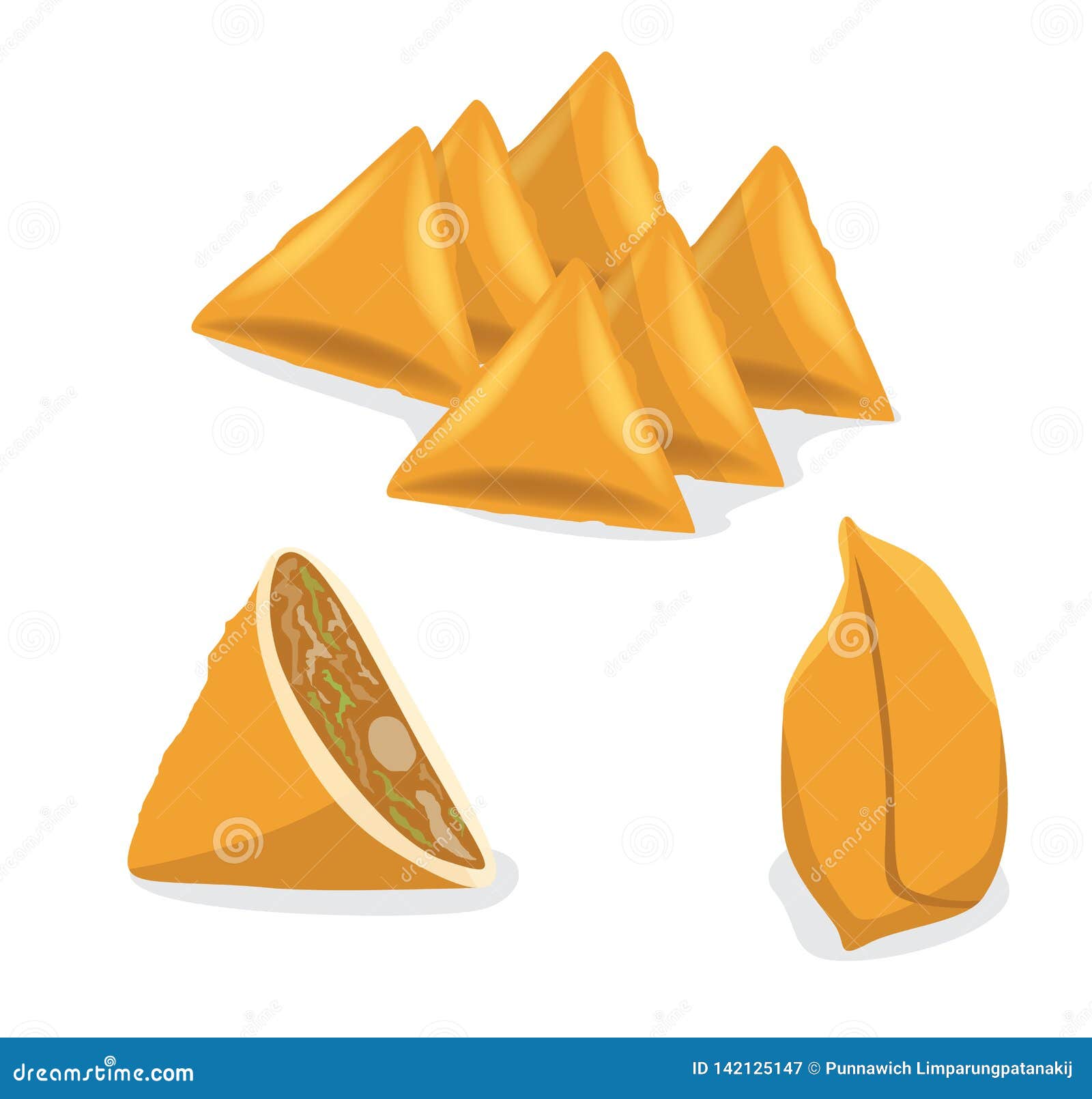 Middle Eastern Food Samosa Vector Illustration Stock Vector ...