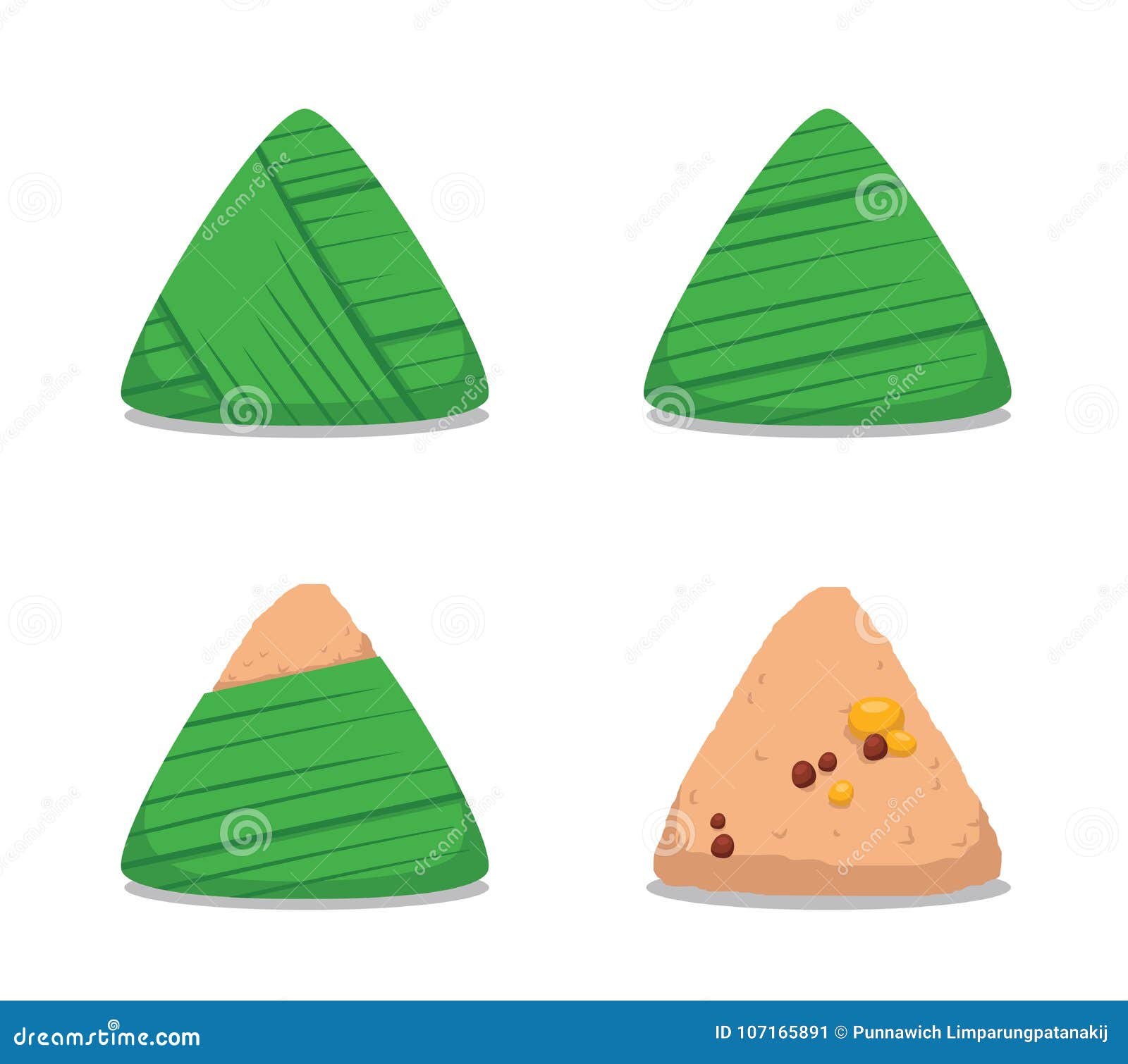 Zongzi Unfold Cartoon Vector Illustration Stock Vector - Illustration ...
