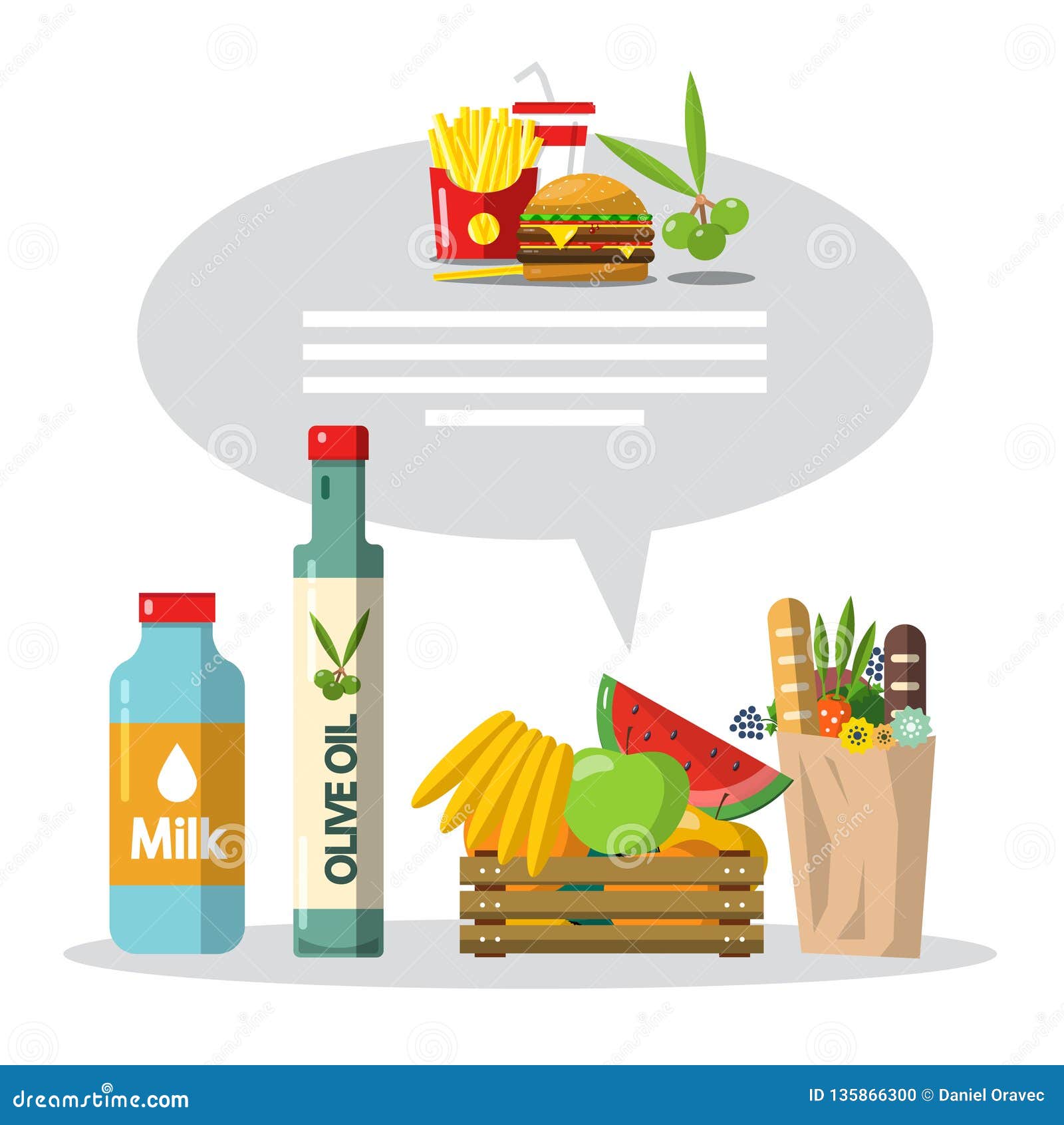 Food Vector Flat Design Items Set Stock Vector - Illustration of fruit ...