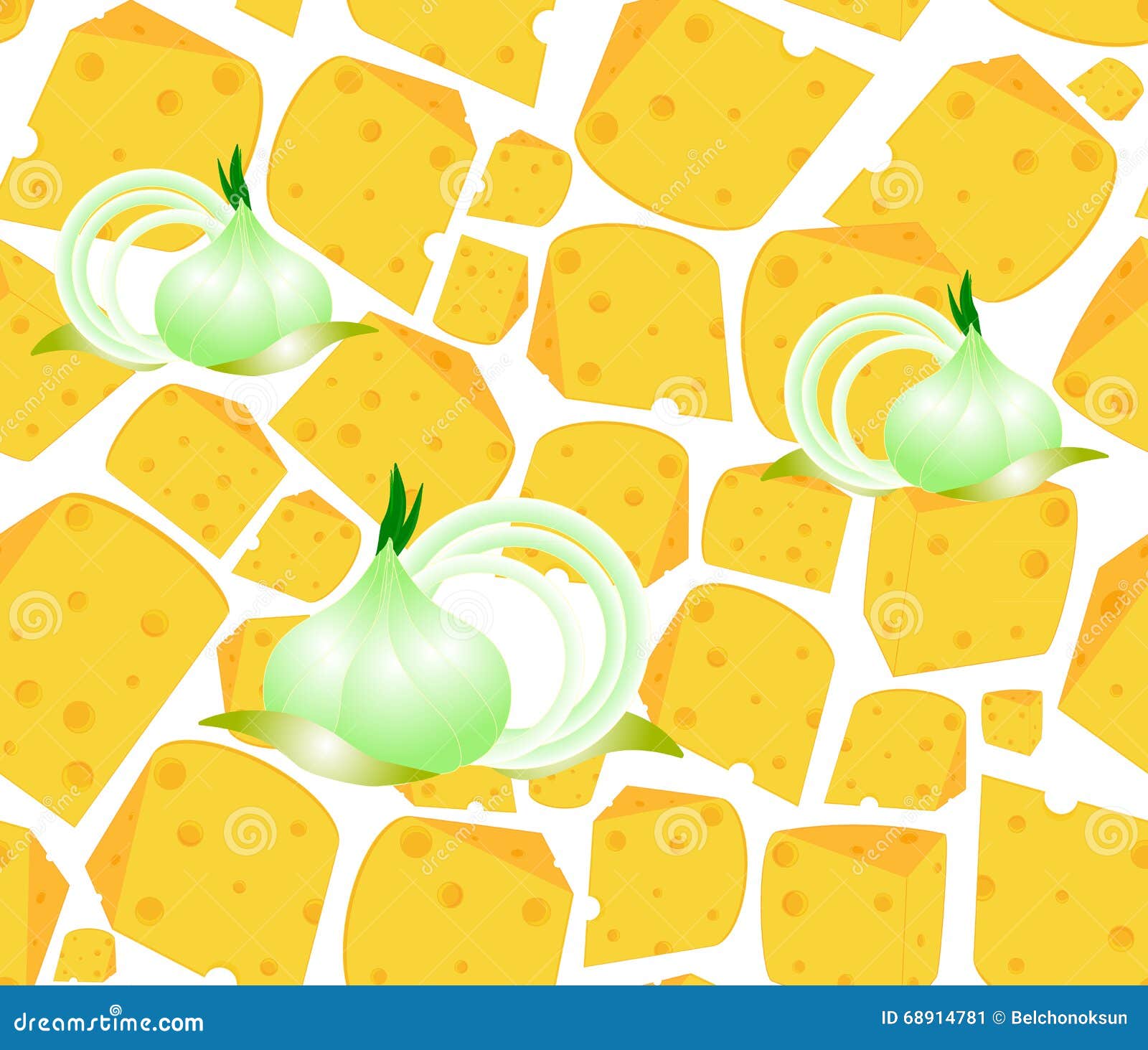 Food Vector Seamless Pattern with Many Delicious Slices of Cheese and ...