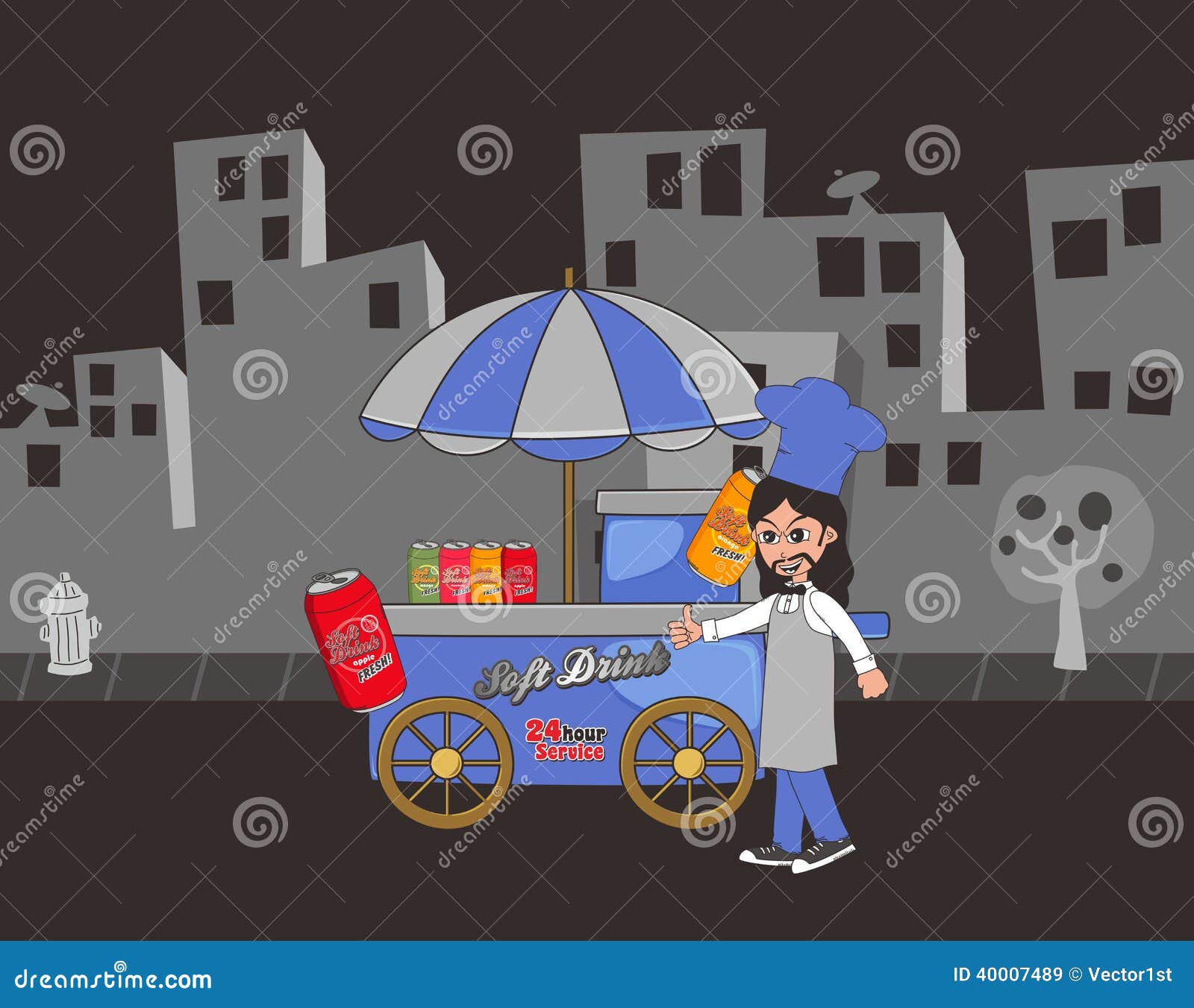 Food vendor cart stock vector. Illustration of drink - 40007489